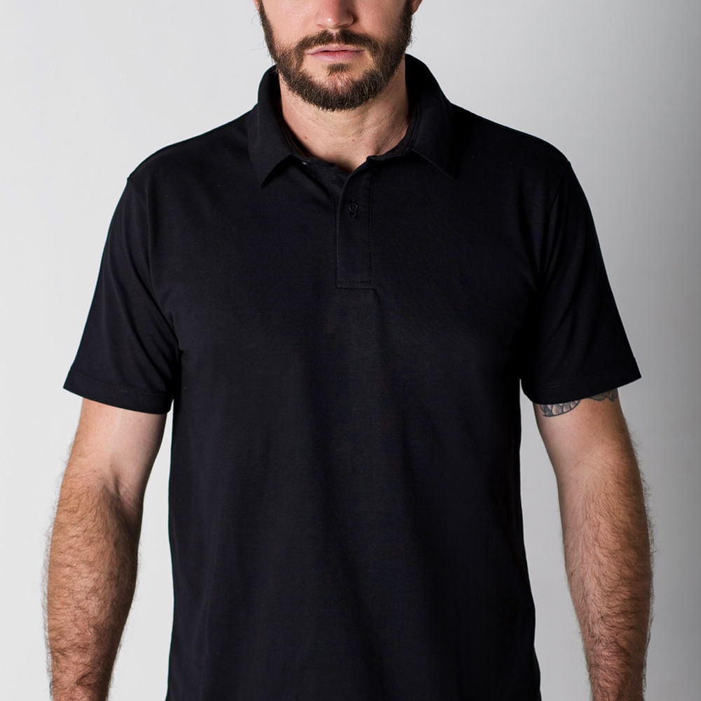 Camisa Polo Piquet Masculina Preta